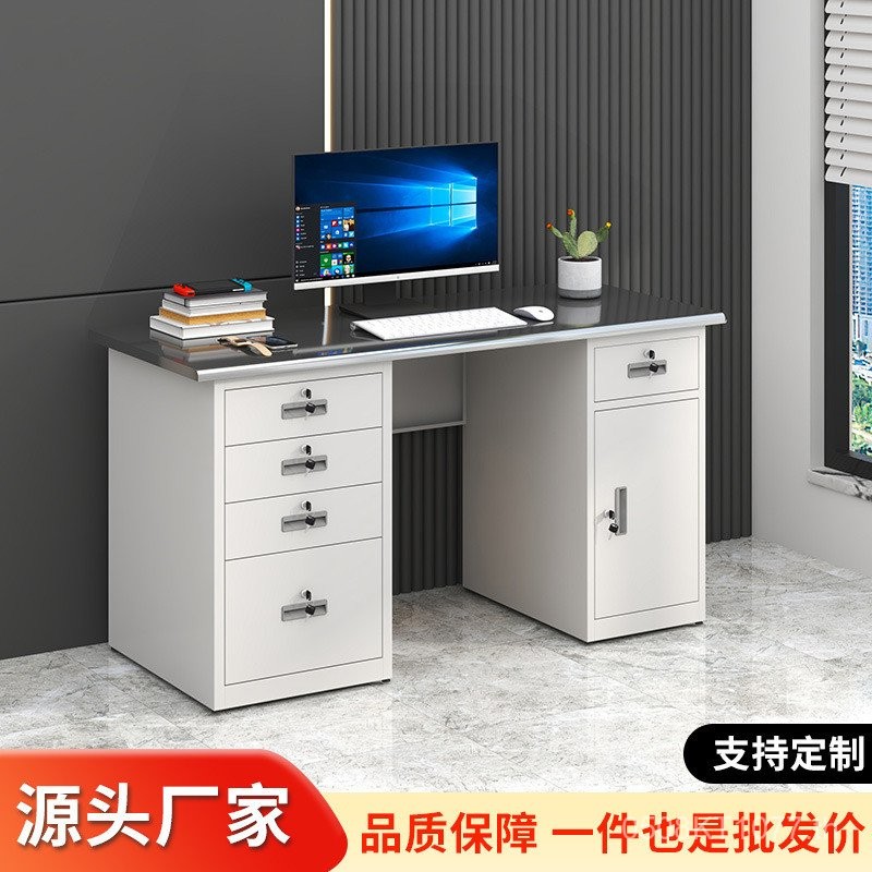 โต๊ะคอมพิวเตอร์เหล็กแผ่นสำหรับพนักงานพร้อมลิ้นชัก 1.6 พร้อมล็อค โต๊ะ ...