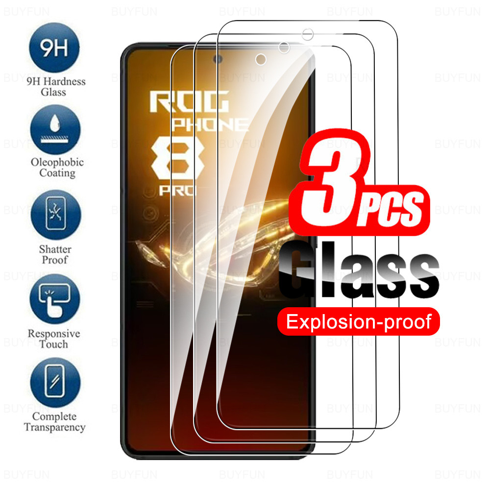 3 ชิ้นกระจกนิรภัยสําหรับ Asus Rog โทรศัพท์ 9 Pro หน้าจอ Proetctor ด้านหน้ากระจกใส Asus RogPhone ...