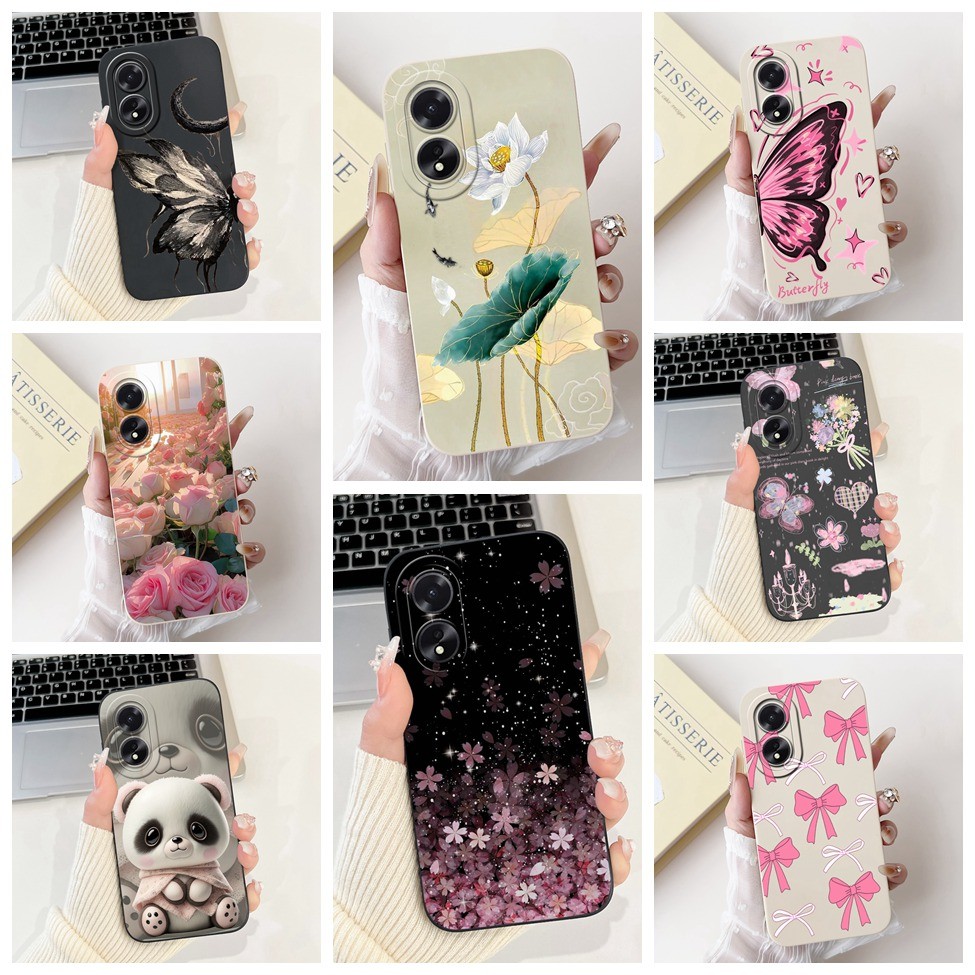Oppo A18 CPH2591 กรณี A38 CPH2579 แฟชั่นความงามผีเสื้อดอกไม้แมวน่ารักปก ...