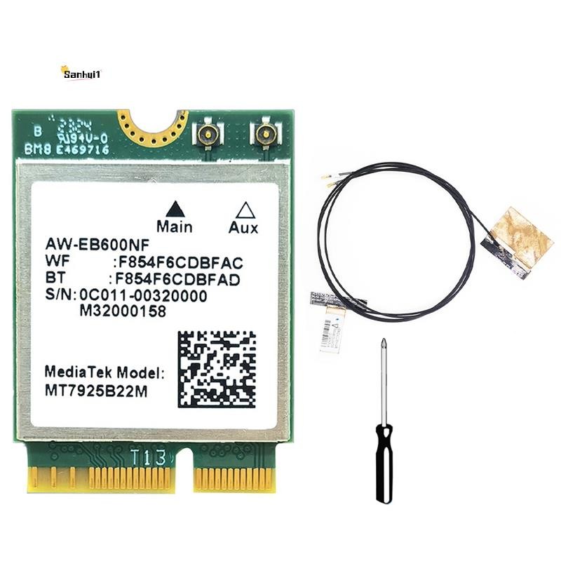 Mt7925 WiFi 7 การ์ด + เสาอากาศภายใน 5400Mbps M.2 Triple Band 2.4G/5G/6G ...