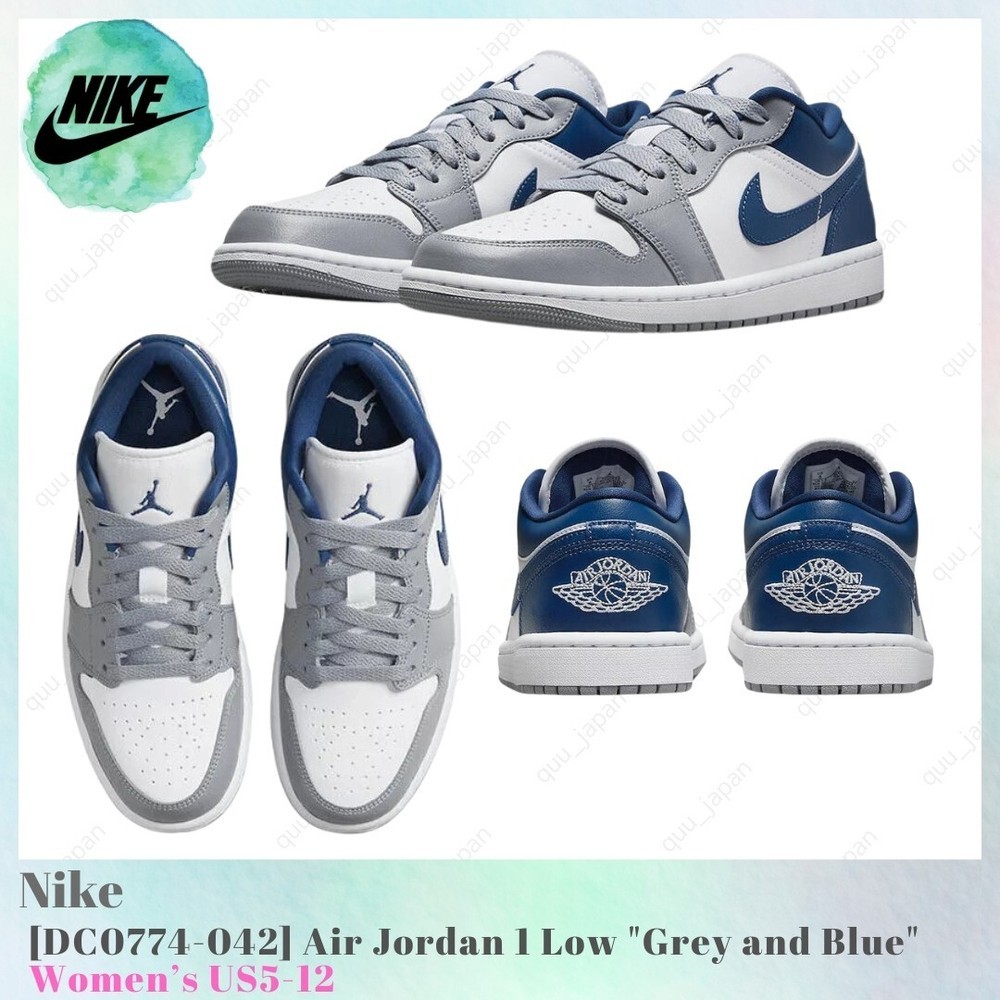 Nike Air Jordan 1 Low Grey และ Blue DC0774-042 ผู้หญิง US5-12 ใหม่ ...