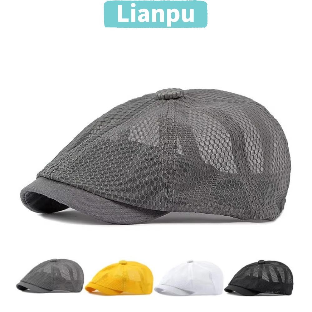 LIANPU Newsboy หมวก,สีทึบปรับแบน Peaked หมวก,อเนกประสงค์ตาข่าย Retro ...