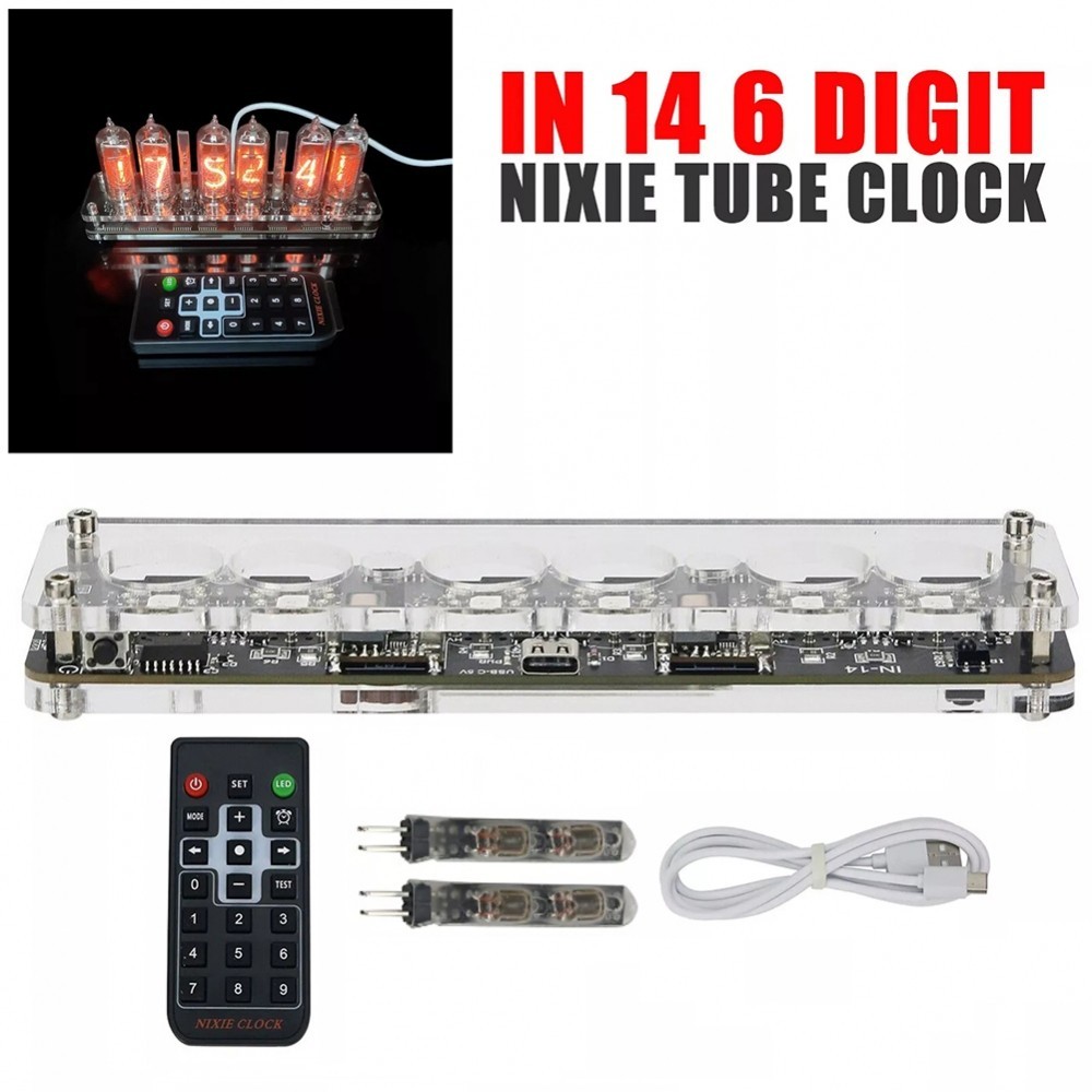 นาฬิกาปลุกดิจิตอล IN14 Nixie Tube อเนกประสงค์พร้อมการเชื่อมต่อ USB C ...