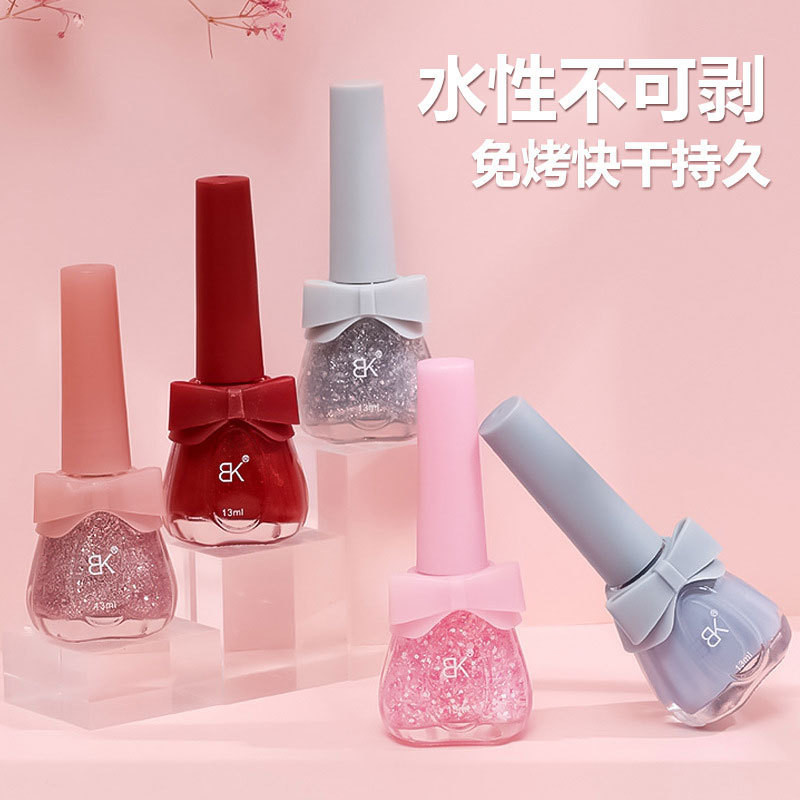 Bk สไตล์ใหม่ Bowknot Seven Days ยาทาเล็บสูตรน้ําสีทึบ No-Baking Spring Summer Influence | Shopee ...