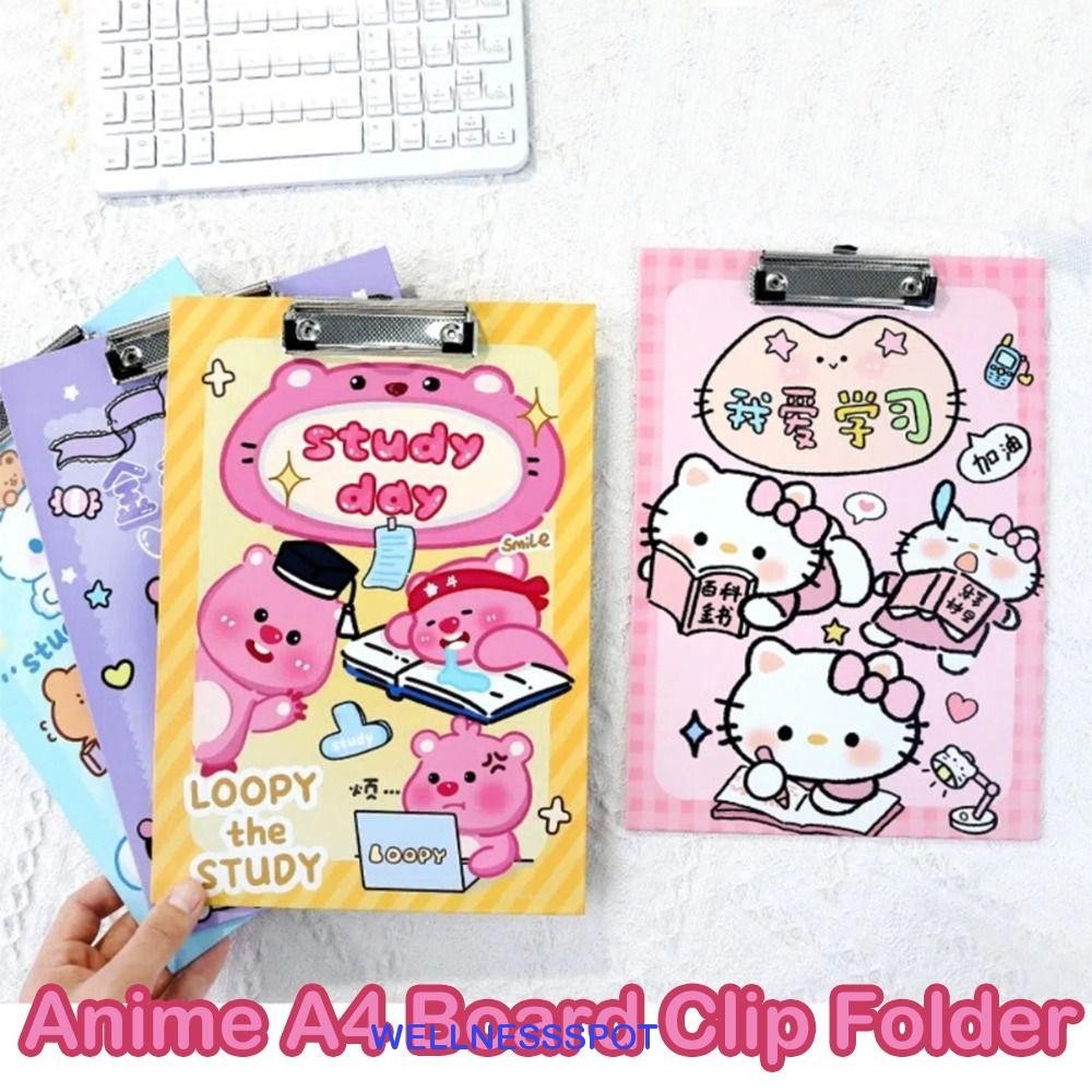 WELLNESSSPOT โฟลเดอร์คลิปบอร์ด A4, โฟลเดอร์แฟ้มอะนิเมะดูดี Kuromi Melody, การ์ตูนกระดาษแฟ้มเก็บ ...