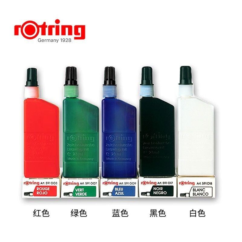 Rotring Ink 23ml สีแดงสีเขียวสีดําสีขาวสีฟ้าเข็มฉีดยาปากกาเติมหมึกวาด ...