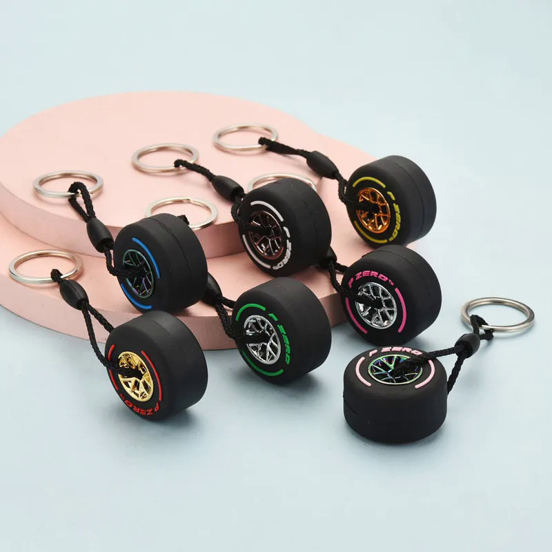 Luxury Mini F1 Racing Tire Keychain Car Key Accessories PVC Tyre ...