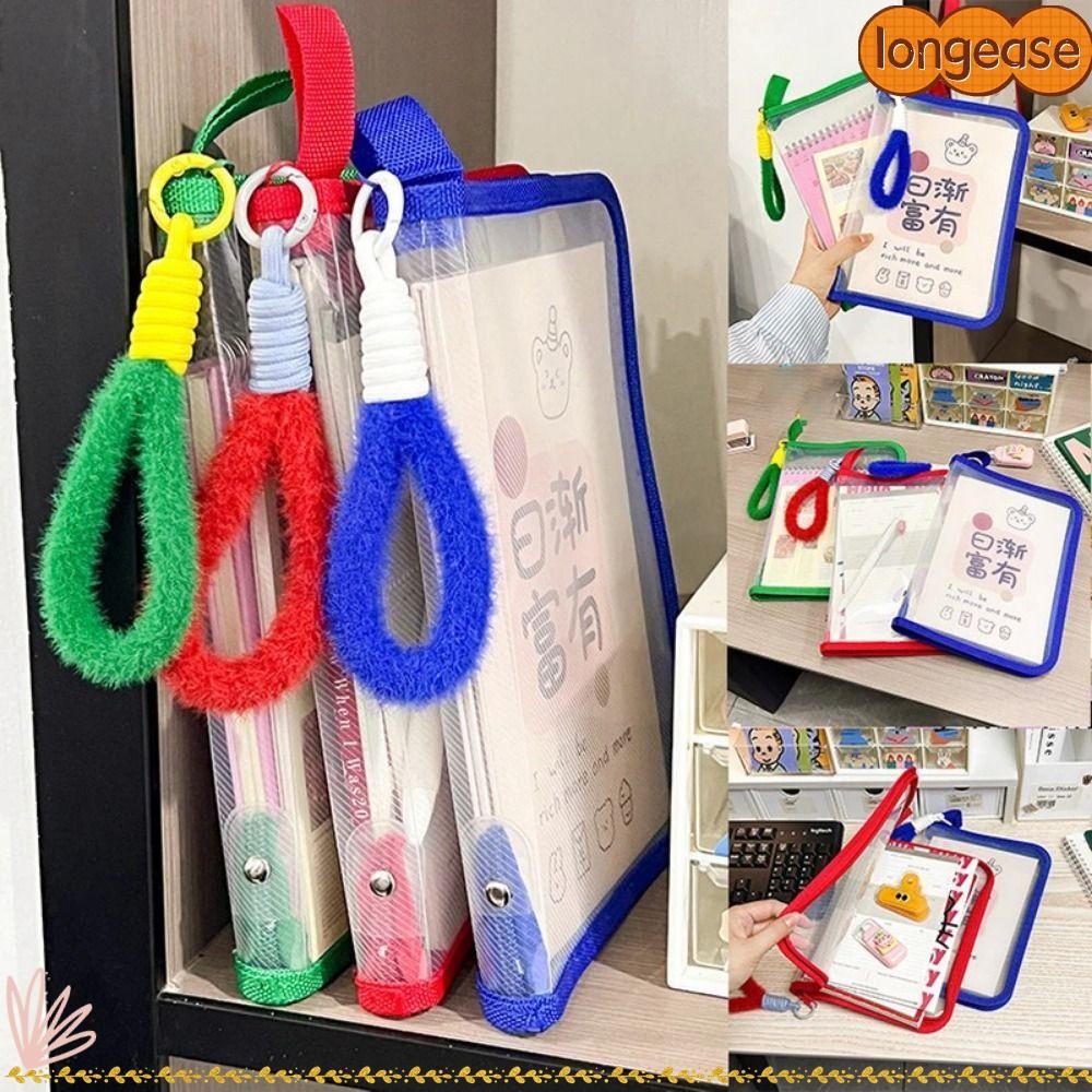กระเป๋าแฟ้มซิป LONGE A4, กระเป๋าจัดระเบียบกระเป๋าถือนักเรียนแบบใส, ที่ใส่เครื่องเขียน PP ความจุ ...