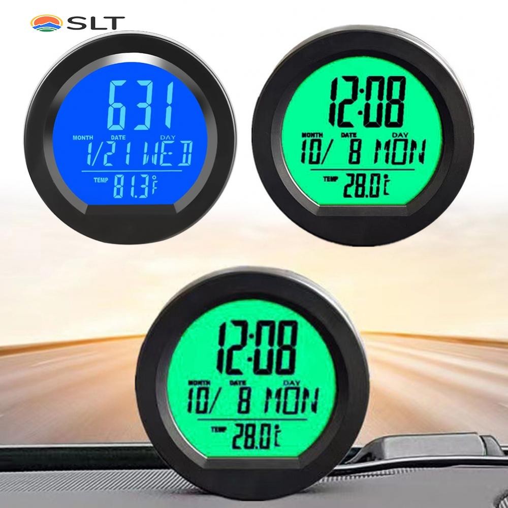 [SLTTH]Solar powered car digital clock thermometer dashboard luminous LCD display[Ready stock ...