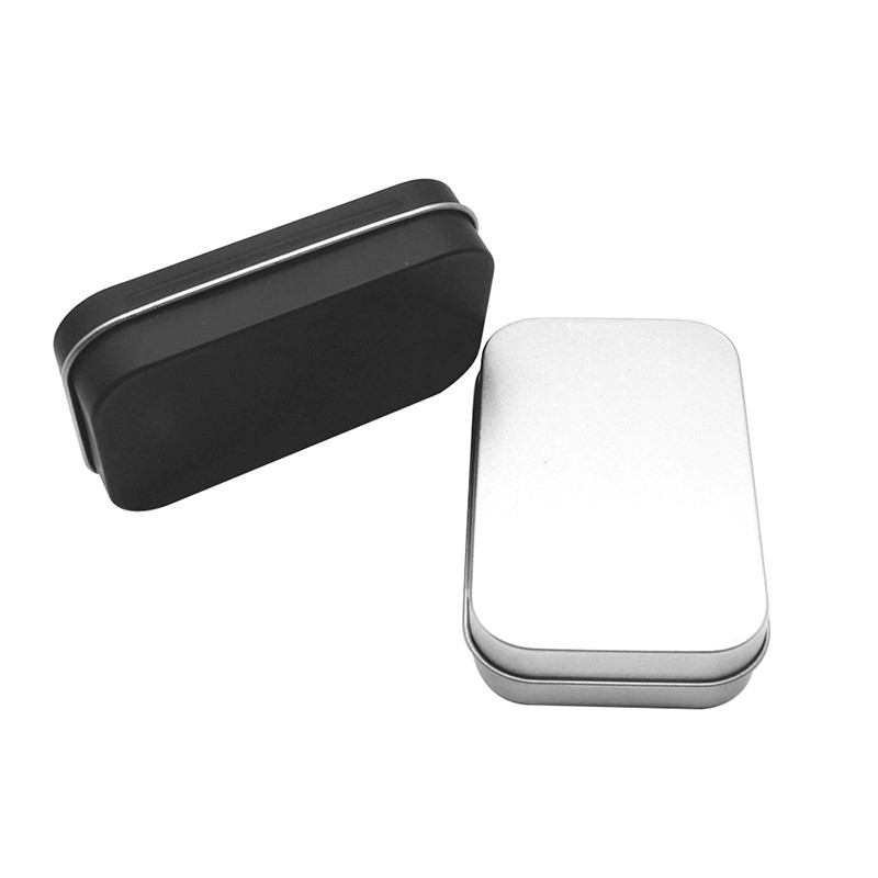 [JJCW] Survival Kit Small Empty Metal Tin Silver Black Flip Storage Box ...