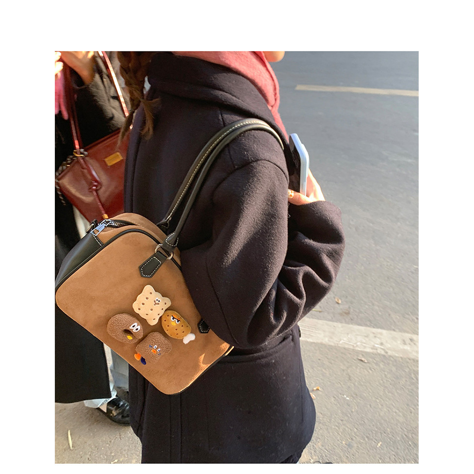 Schwarz ENTENNE กระเป๋าถือผู้หญิง Vintage Maillard แฟชั่นน่ารักกระเป๋า ...