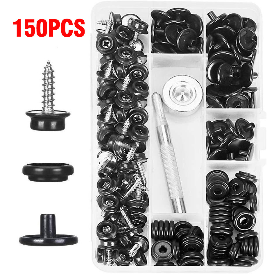 50 ชุด 15 มม. สีดํา Heavy duty Poppers Snap Fastener เย็บปุ่มหนัง ☆สพได ...