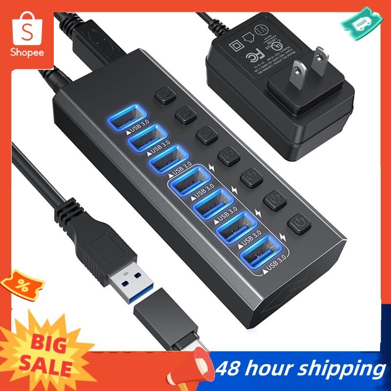 พร้อมสต็อก Powered USB 3.0 Hub USB Extension Data Splitter & Power Hub ...
