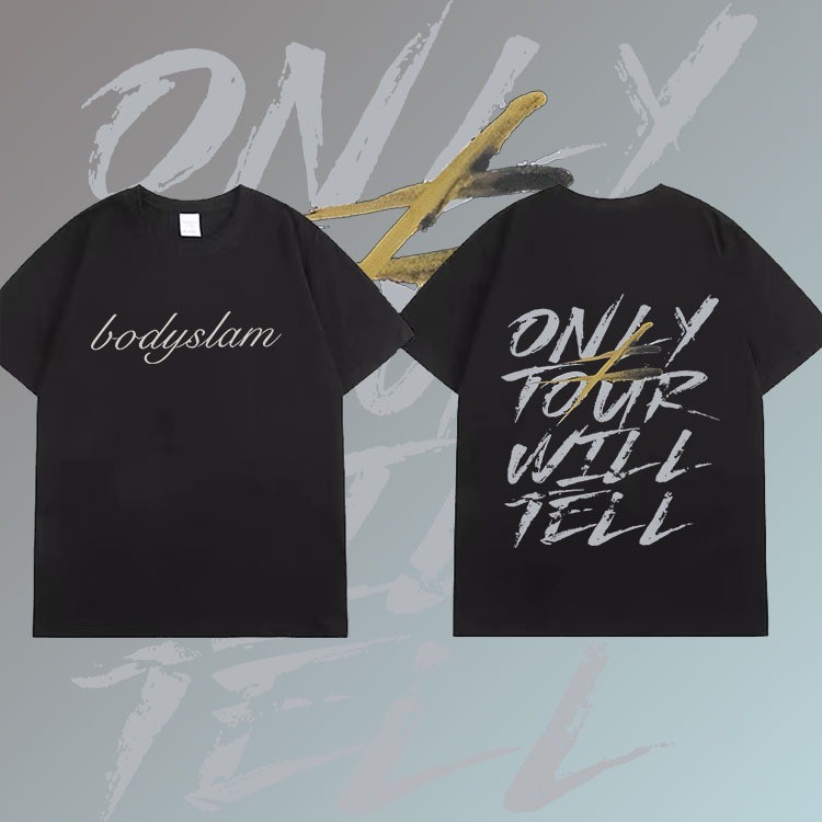 Bodyslam Logo เสื้อยืดสีดําผ้าฝ้าย 100% สบาย Street เสื้อยืด Unisex Non ...