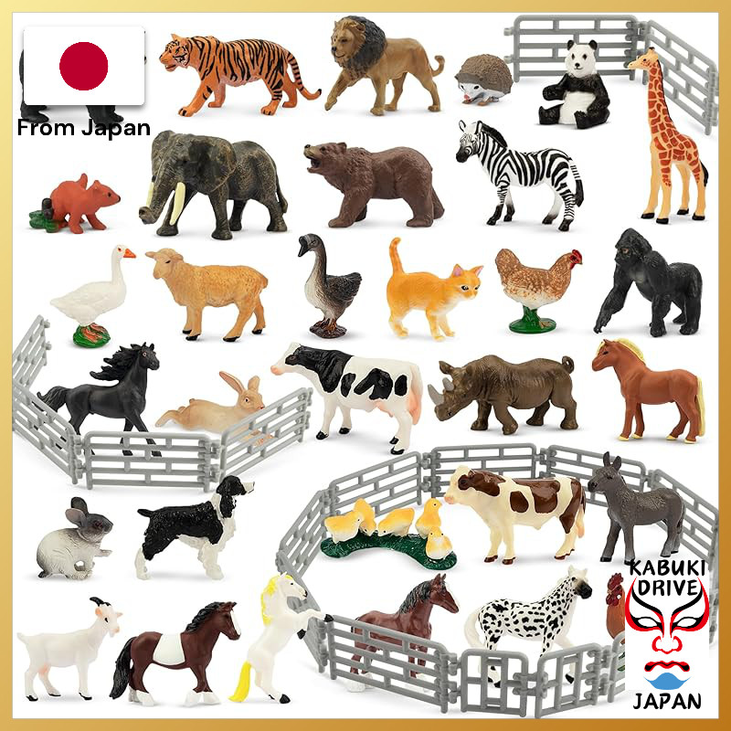 TOYMANY 50PCS Animal Figurine Set - Wild and Farm Animal Models with ...