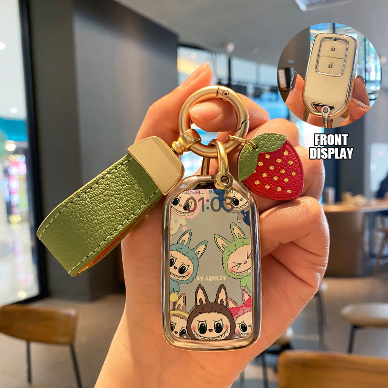 ฝาครอบกุญแจรถพวงกุญแจ Labubu nan สําหรับ Honda Fit GP5 Shuttle Gp8 JADE ...