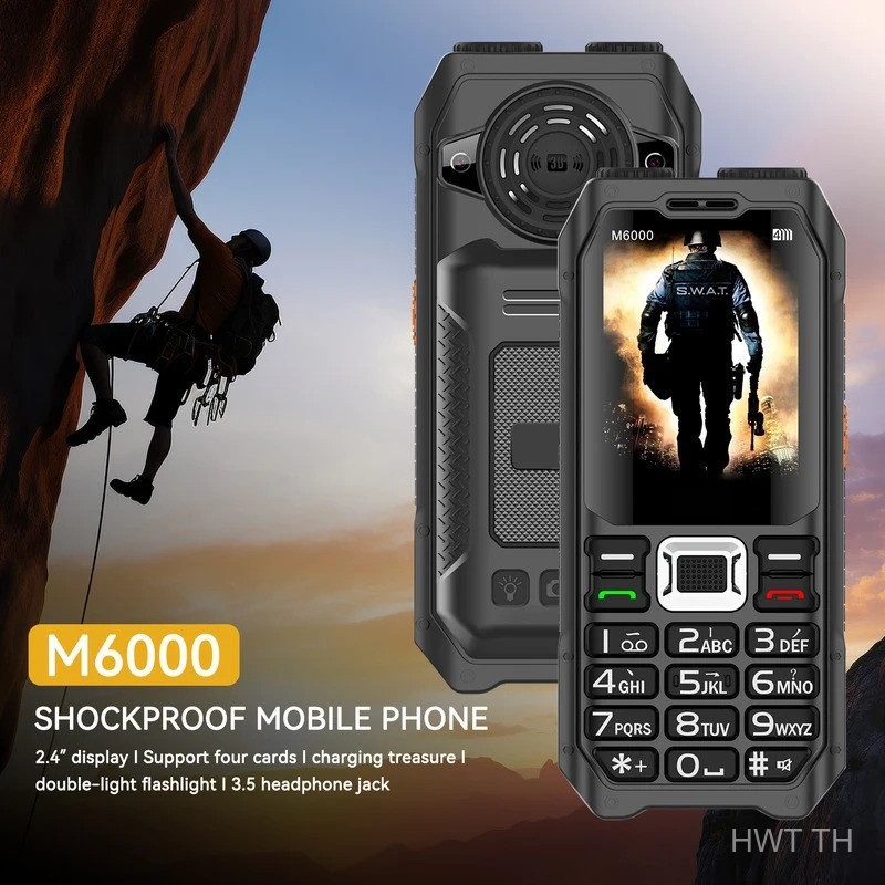 Rugged Mobile Phone M6000 GSM 2G Network 4 SIM Cards Magic Voice 3.5mm ...