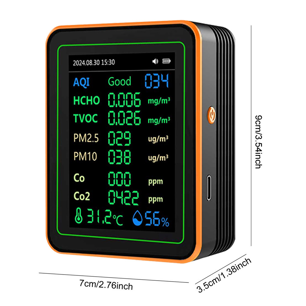 12 In 1 Air Quality Monitor PM2.5 PM10 CO CO2 TVOC HCHO AQI Tester ...