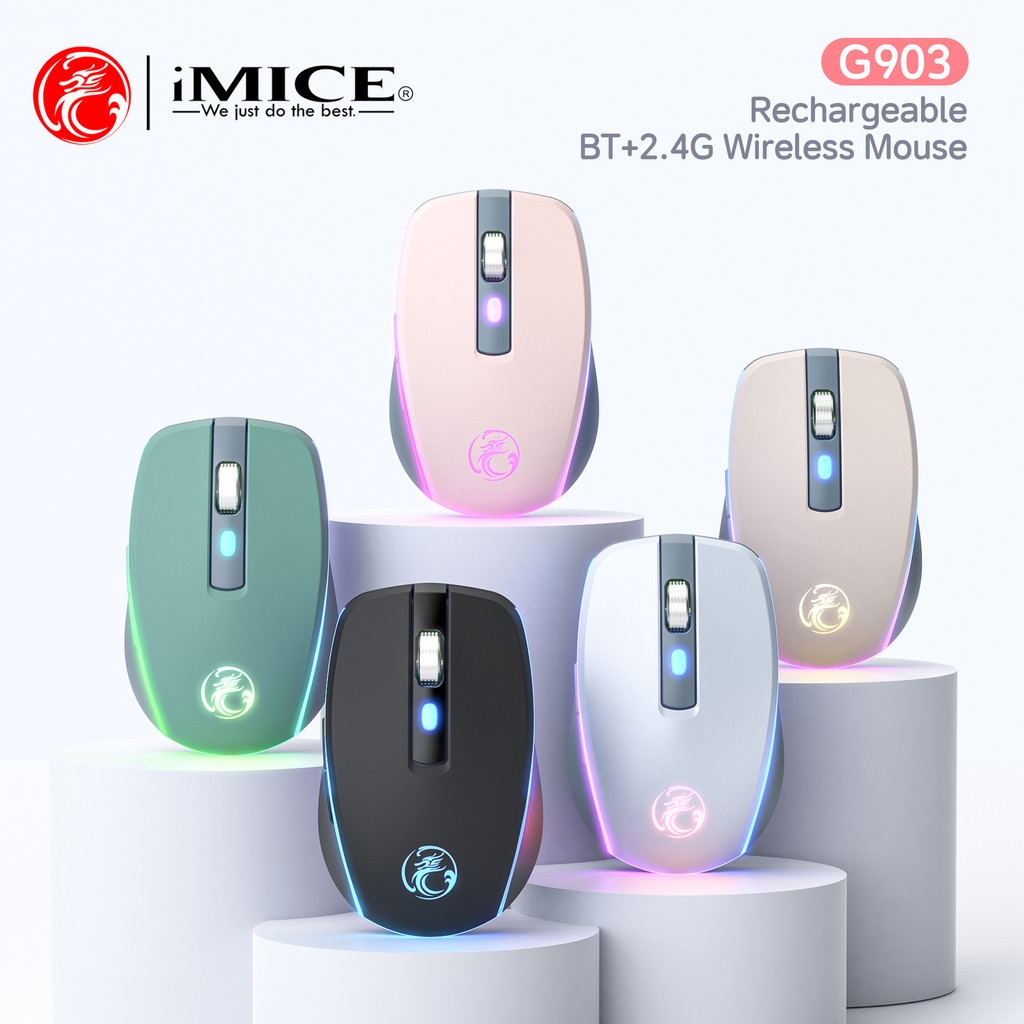 [2025] IMICE เมาส์เกมมิ่งไร้สายแบบชาร์จได้สองโหมด Bluetooth แบบข้ามพรมแดน เงียบ 6 ปุ่ม อินเทอร ...