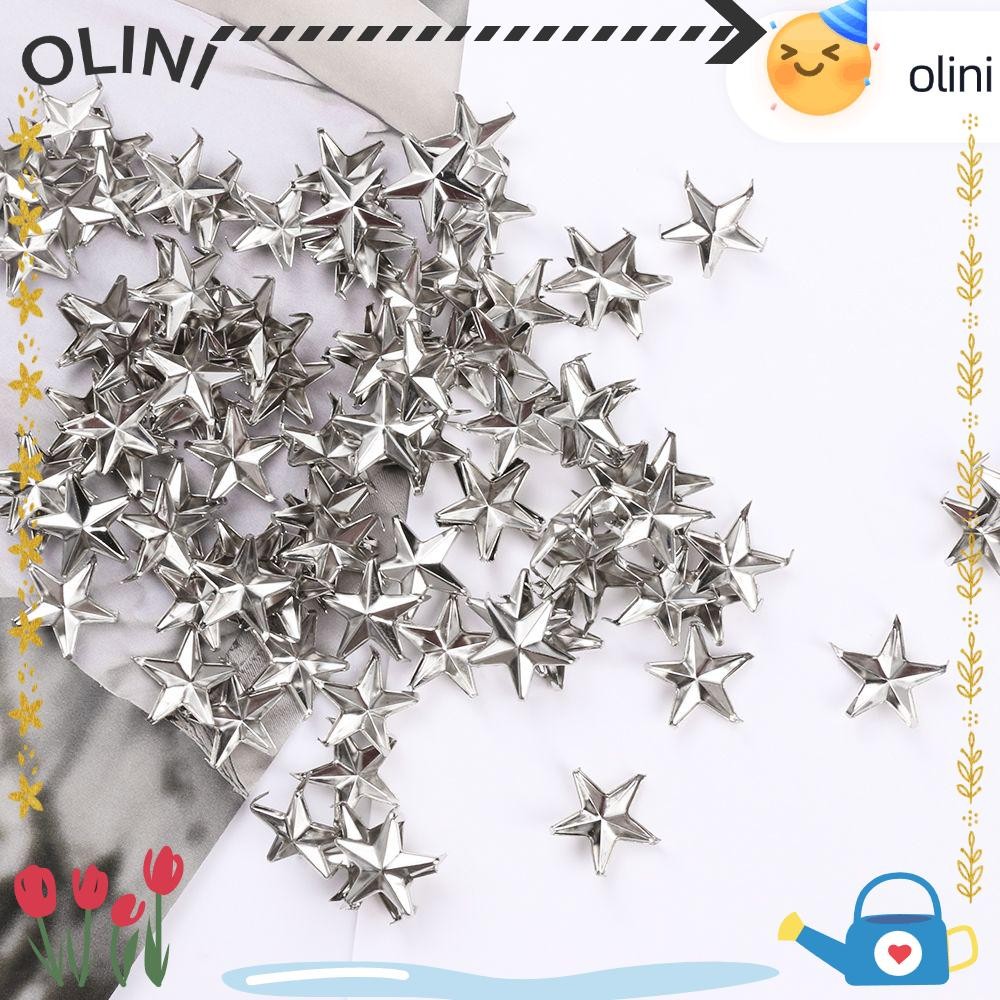 OLINI 100 ชิ้น Star Rivets โลหะเสื้อผ้าอุปกรณ์เสริม DIY Rock Punk หนัง ...