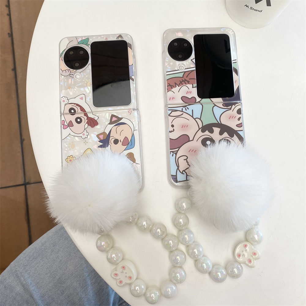 ฝาหลังสําหรับoppo Find N3 N2 Flip Shellรูปแบบเครยอนชินจังสร้อยข้อมือสาย ...