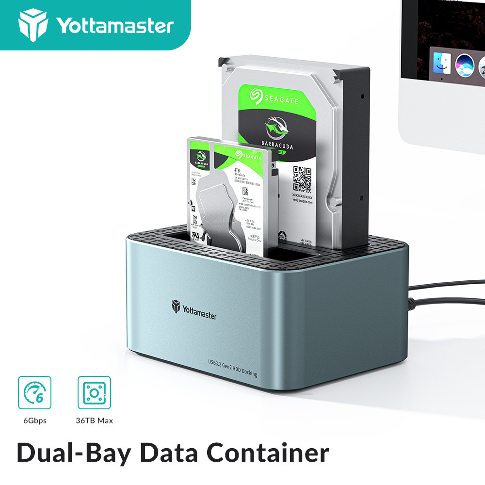 Yottamaster 2-Slot ฮาร์ดไดรฟ์ภายนอก Dock Type-C HDD Enclosure สําหรับ 2 ...