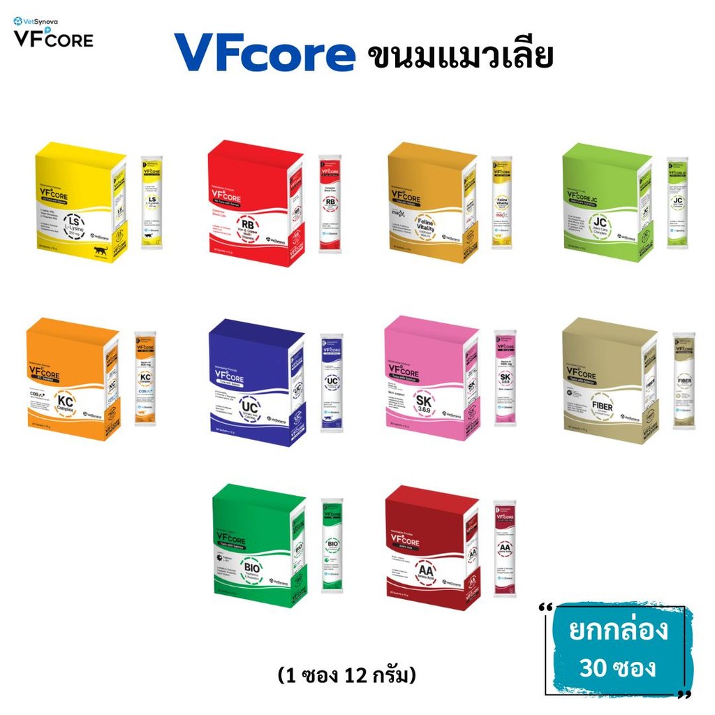 VF+Core [แท้] สูตรใหม่! วีเอฟคอร์ ขนมแมวเลีย (1 กล่อง 30 ซอง) (VFcore / VF Core) ยกกล่อง ...
