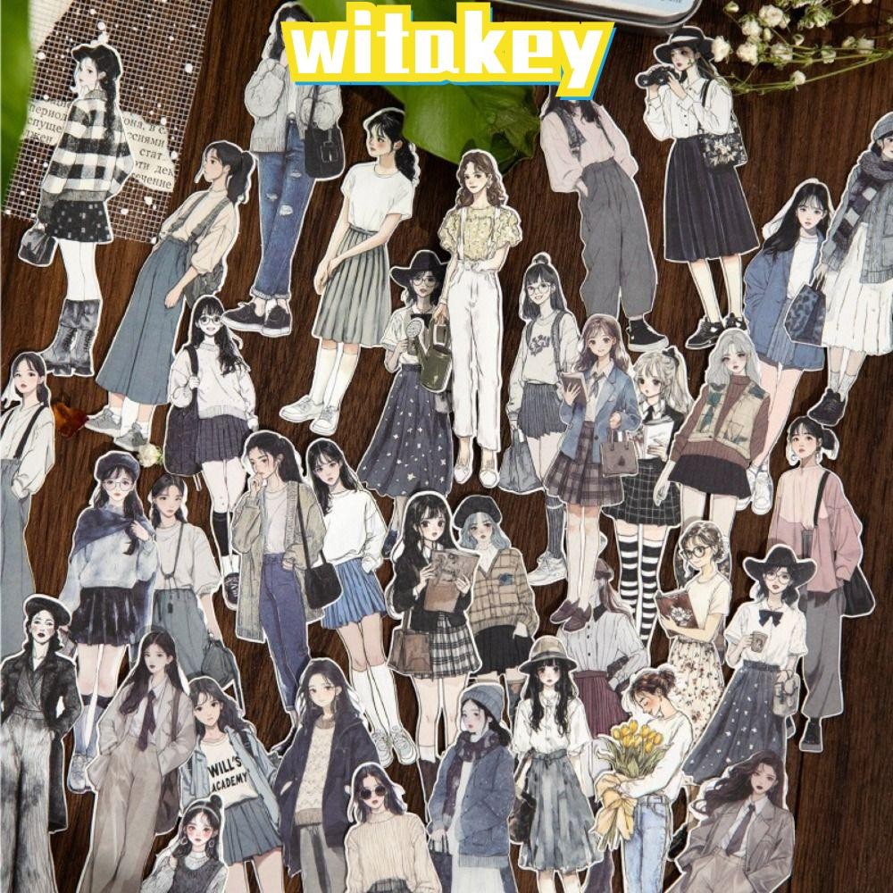 WITAKEY บัญชีมือ 100 ชิ้น, สติ๊กเกอร์วัสดุทํามือ DIY, สมุดธีมตัวละครกระดาษย้อนยุคปี 2025 ...