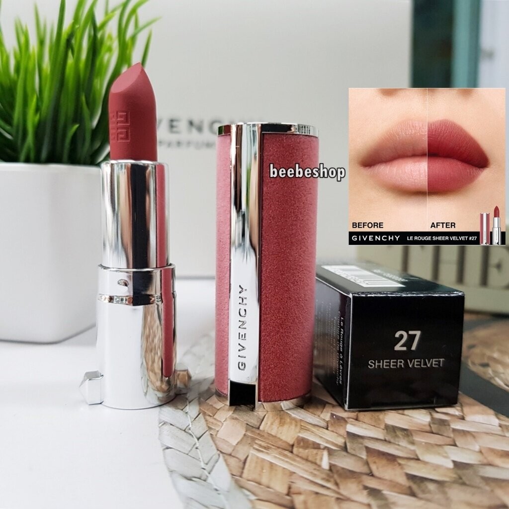 GIVENCHY ลิปสติก Le Rouge Sheer Velvet Lipstick 1.5g NO.27 สีแดงตุ่น ...
