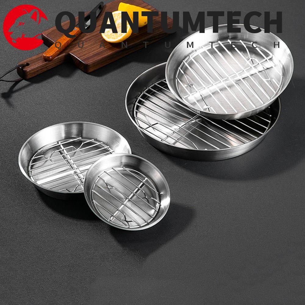 QUANTUMTECH Air Fryer ถาดอบ, 304 สแตนเลส Non-stick Circular Drain Pan,อเนกประสงค์ตาข่ายยกระดับ 2 ...