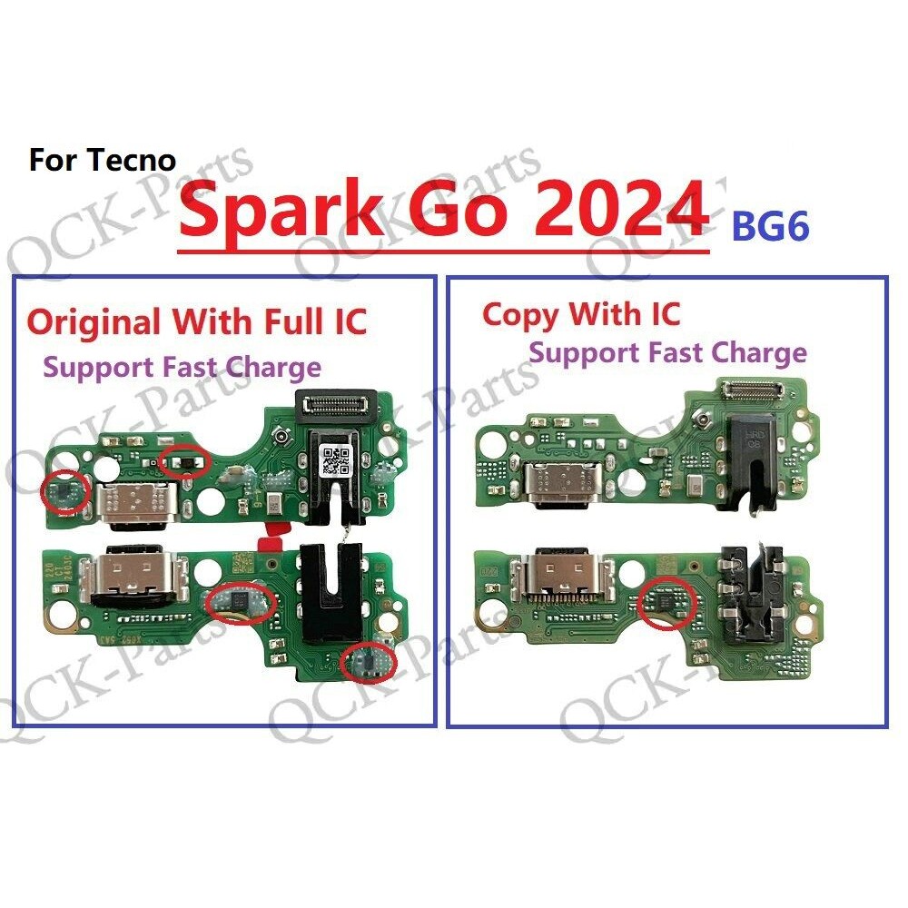 Original Usb ชาร์จพอร์ตบอร์ด Dock ปลั๊กซ็อกเก็ตแจ็คเชื่อมต่อ Flex สําหรับ Tecno Spark Go 2024