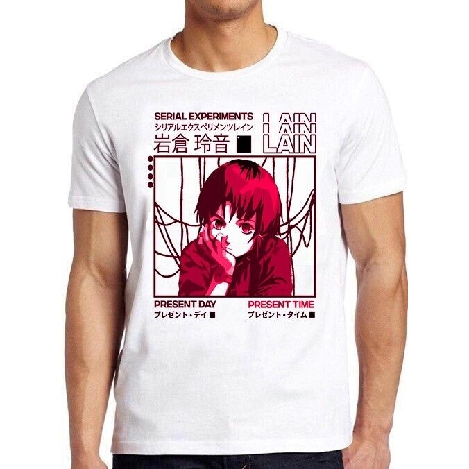 Serial Experiments Lain Japanese Meme Anime Top เสื้อยืดตลก M1090 ...