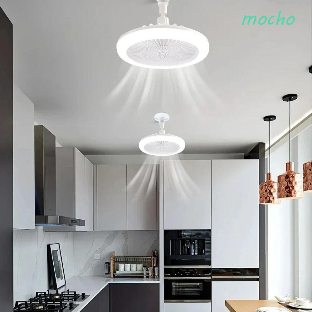 MOCHO ไฟพัดลม LED, 2-in-1 รีโมทคอนโทรลหลอดไฟ LED,โคมไฟสมาร์ทโมเดิร์นเงียบ E27 สกรูพัดลมร้านอาหาร ...