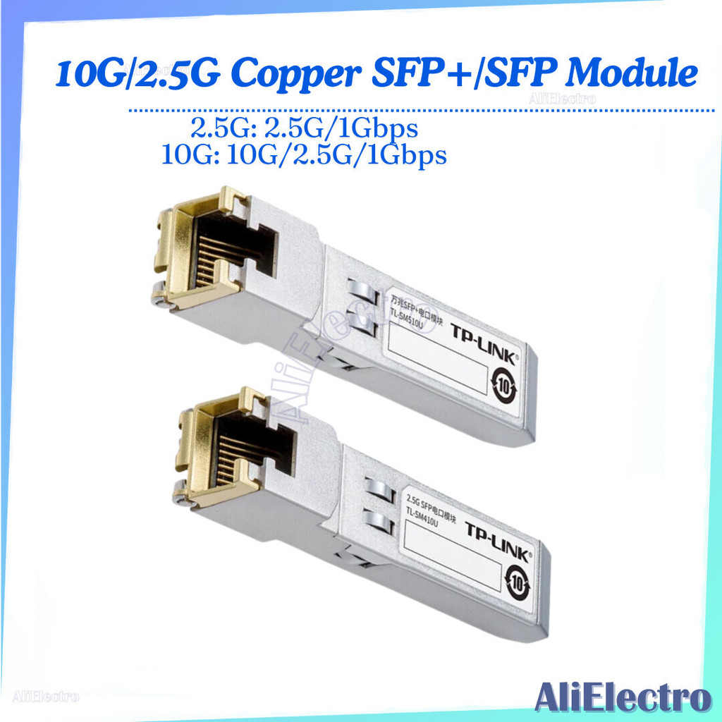 Tp-link 10G ทองแดง SFP + 10Gbase-Tx 2.5G Fiber Optical RJ45 Ethernet พอร์ต 10Gbps Transceiver ...