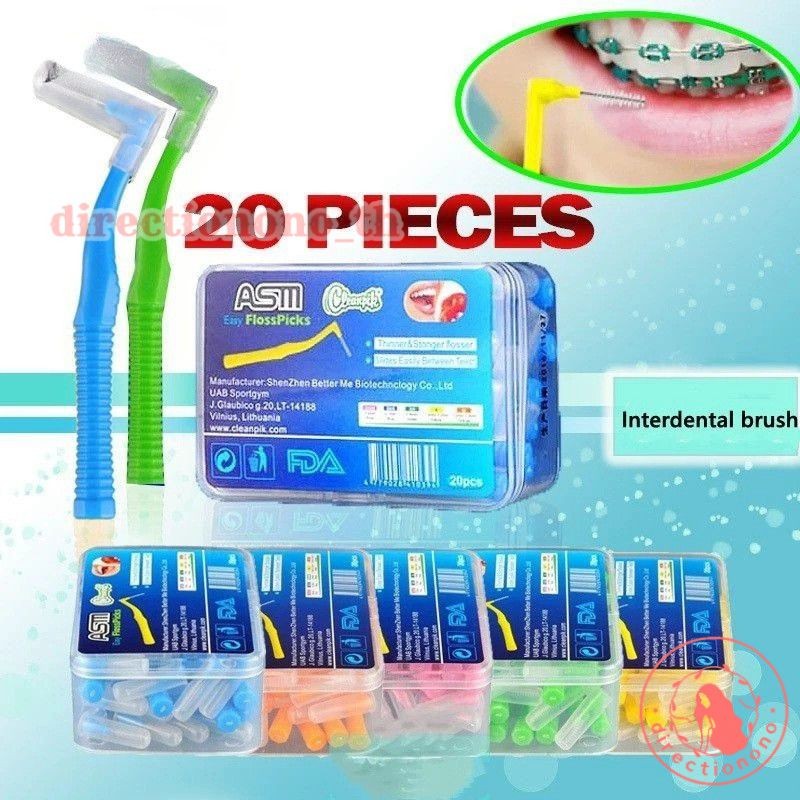 Clean Pik Interdental Brushes 20pcs L-shape Interdental Brush Angle ...