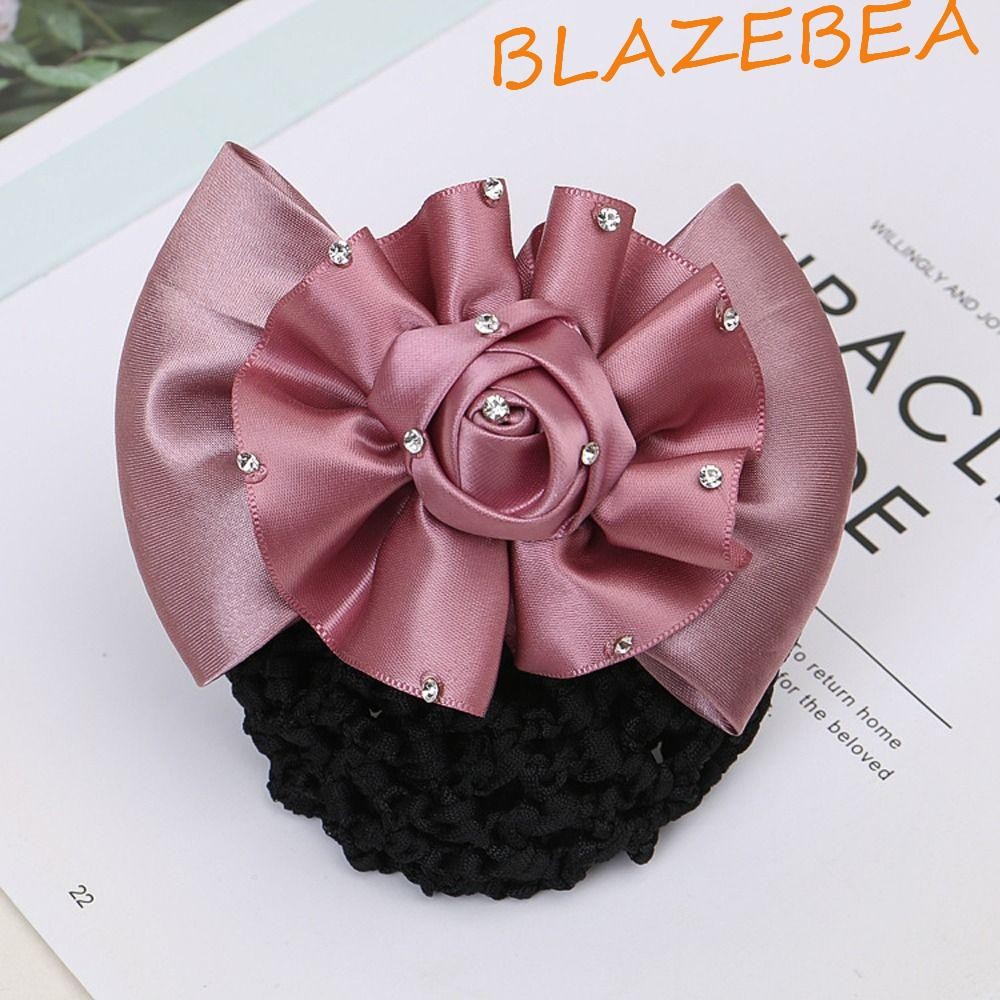 Blazebea สาว Bun ฝาครอบ Snood หวานละเอียดอ่อนน่ารักสไตล์เกาหลีดอกไม้ Rhinestone เครื่องประดับผม ...