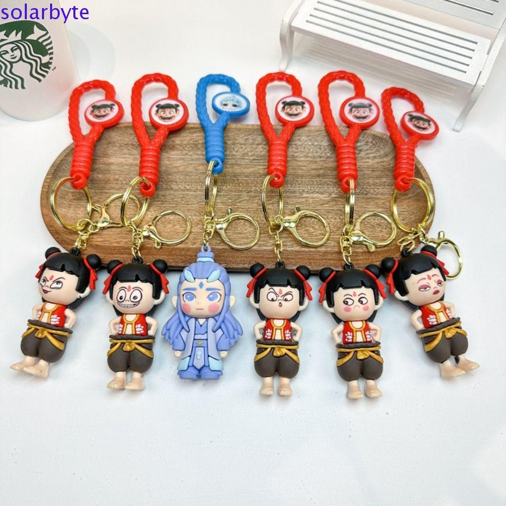 SOLARBYTE Nezha 2 พวงกุญแจตุ๊กตา,จีนตํานานอะนิเมะภาพยนตร์ Nezha 2 Key Ring, Key Holder กระเป๋า ...