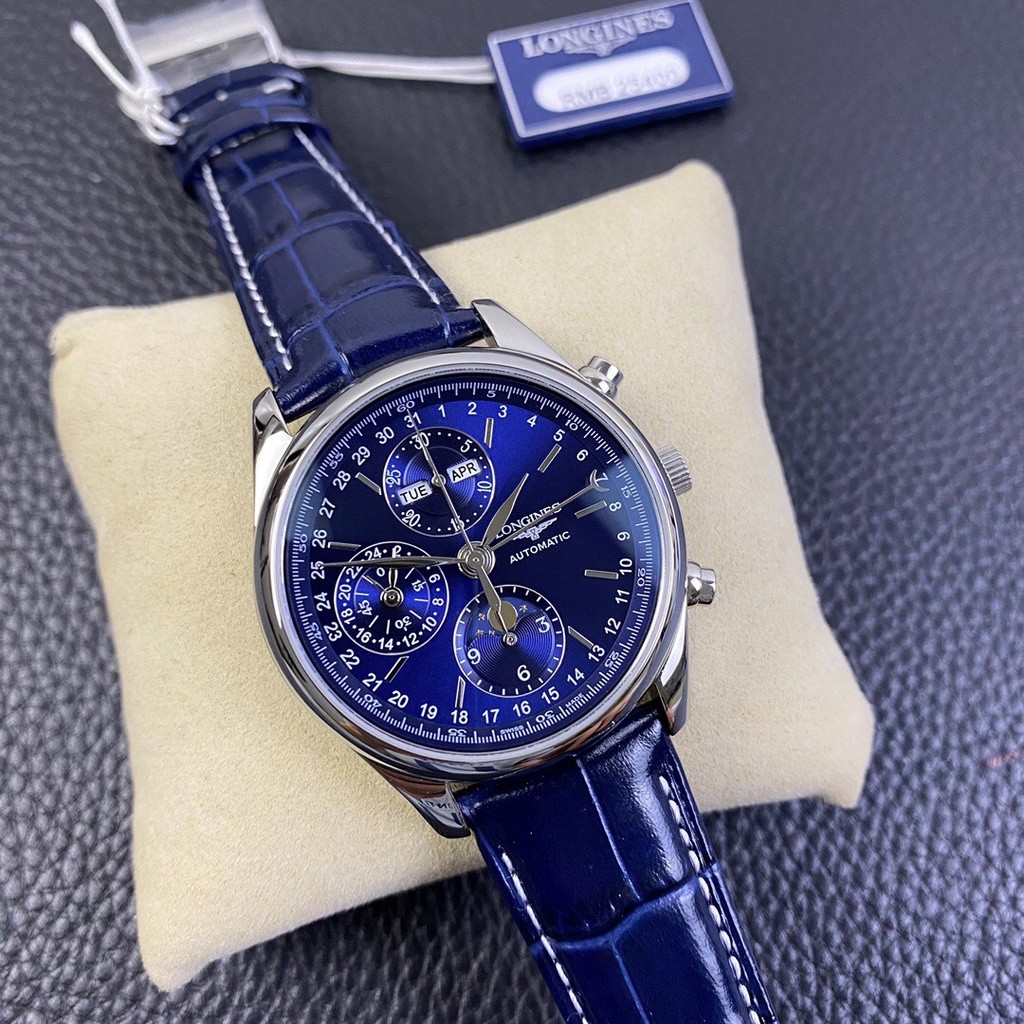 Longin master series กระจกแซฟไฟร์แบบไขลาน ขนาด 40X12mm สายหนังวัว ...