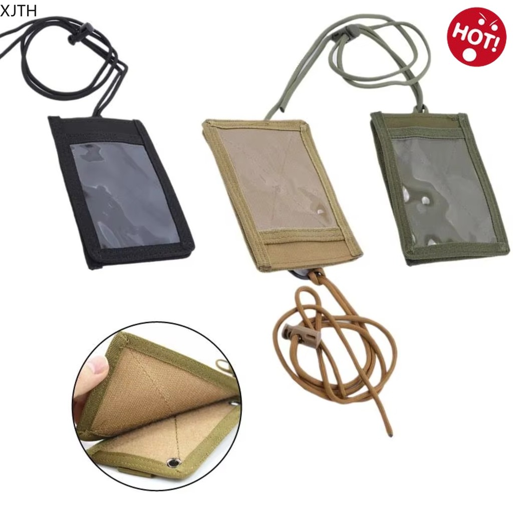 ใหม่ MOLLE ID Card Holder Hook Loop Patch Tour Guide Badge Holders ...