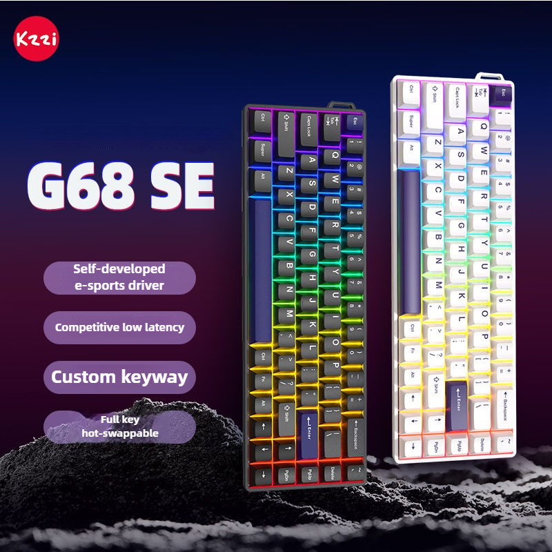 Kzzi G68 SE Rapid Trigger คีย์บอร์ด RGB แบบมีสายสวิทช์แม่เหล็กถาด mount Full-key Hot Swappable ...