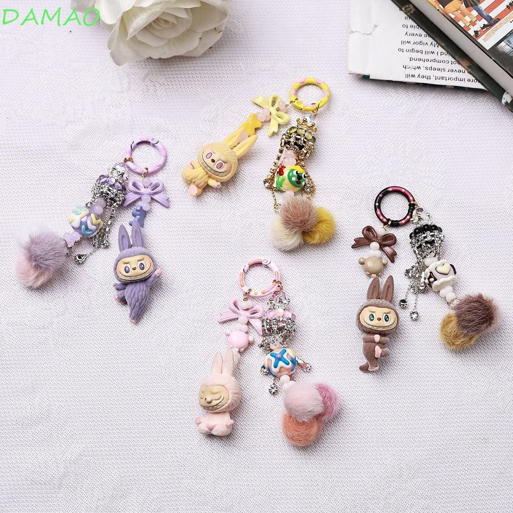 Damao Lazy Yoga Labubu Doll, ซิลิกาเจล Plush Ball Flocking Labubu Key ...