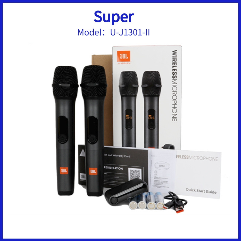 ไมโครโฟนไร้สายแบบชาร์จไฟได้ JBL สําหรับ Videoke UHF ไมโครโฟนไร้สายสากล ...