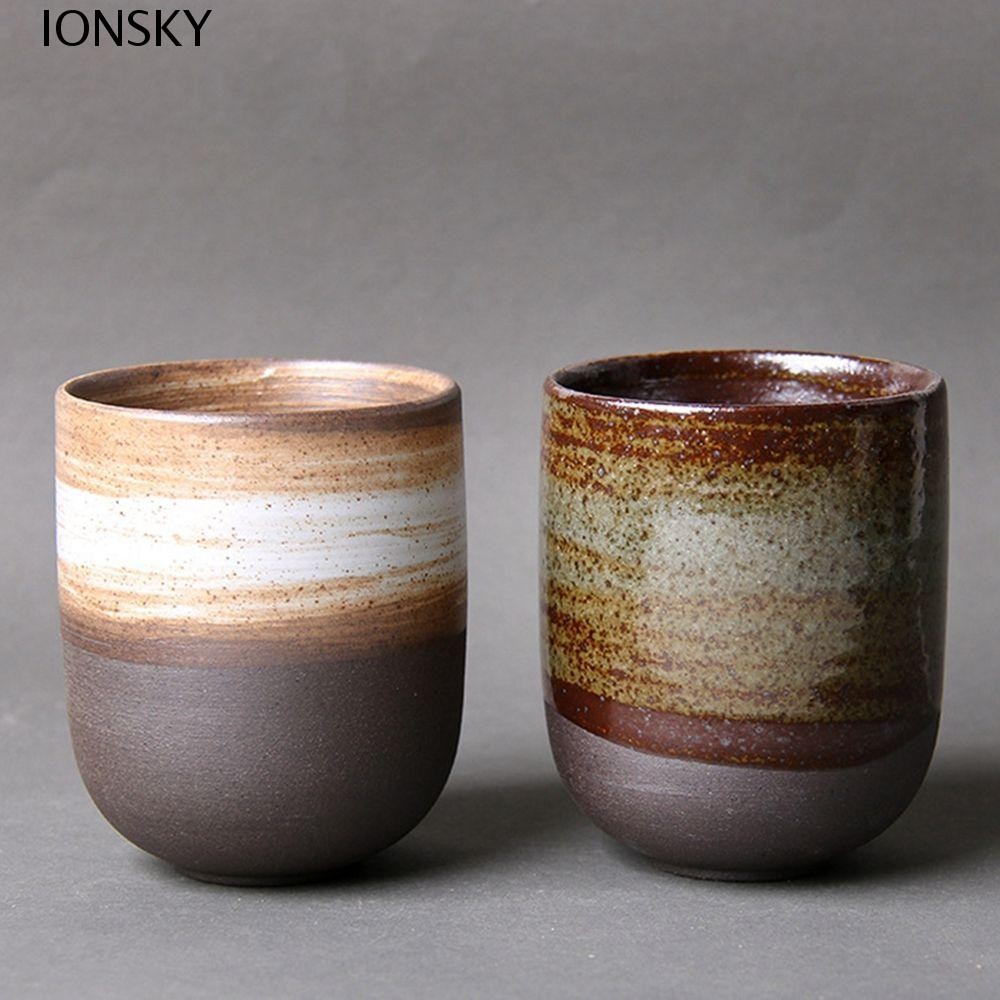 IONSKY ถ้วยชาแก้วไวน์ 120ml บนโต๊ะอาหารเซรามิคสไตล์ญี่ปุ่น Drinkware ...