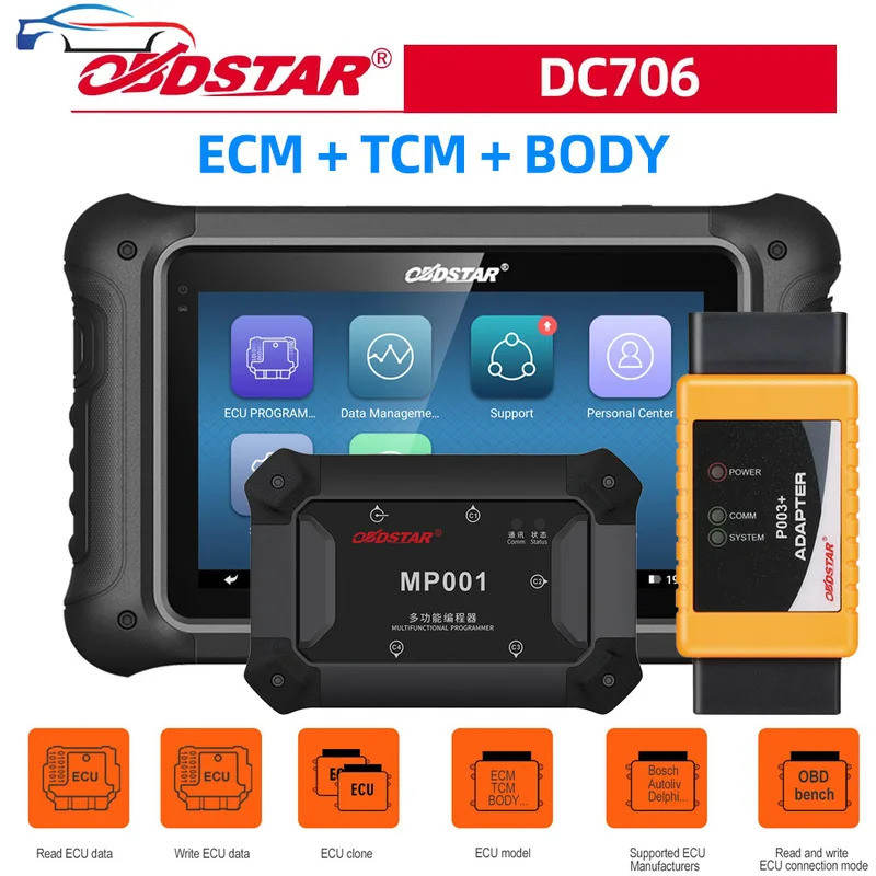 Obdstar เครื่องมือ ECU dc706แบบเต็มพร้อมชุด mp001สำหรับรถยนต์และรถจักรยานยนต์ ECM & TCM & Body ...