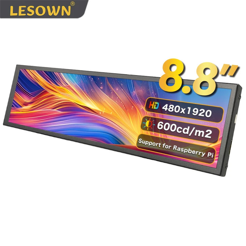 Lescown 8.8นิ้วจอแสดงผล1920X480 IPS หน้าจอรอง6.9 7.9 11.3 HDMI อุณหภูมิ ...