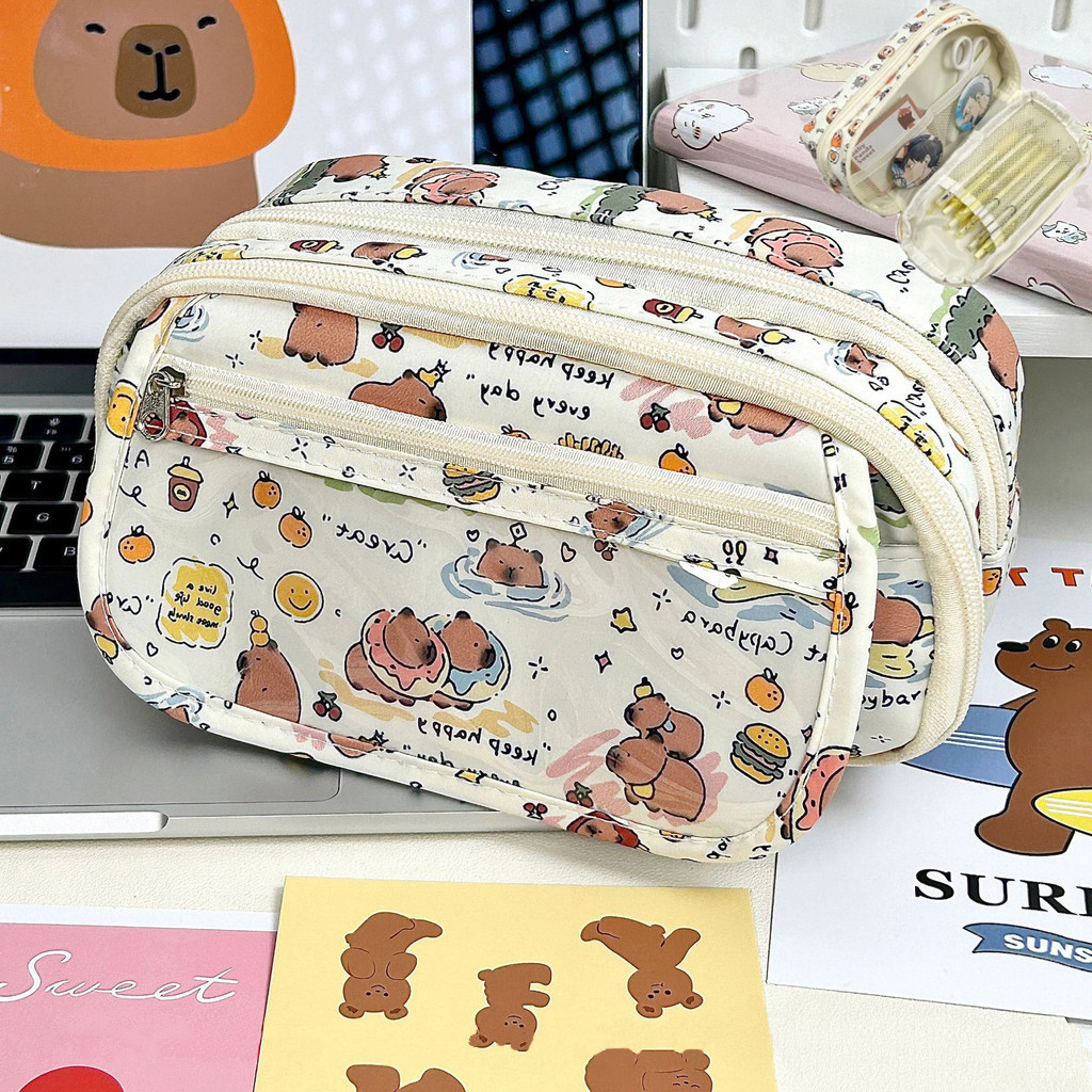 Capybara Hatsune Miku กล่องดินสอกระเป๋าเครื่องเขียนนักเรียนขนาดใหญ่ความ ...