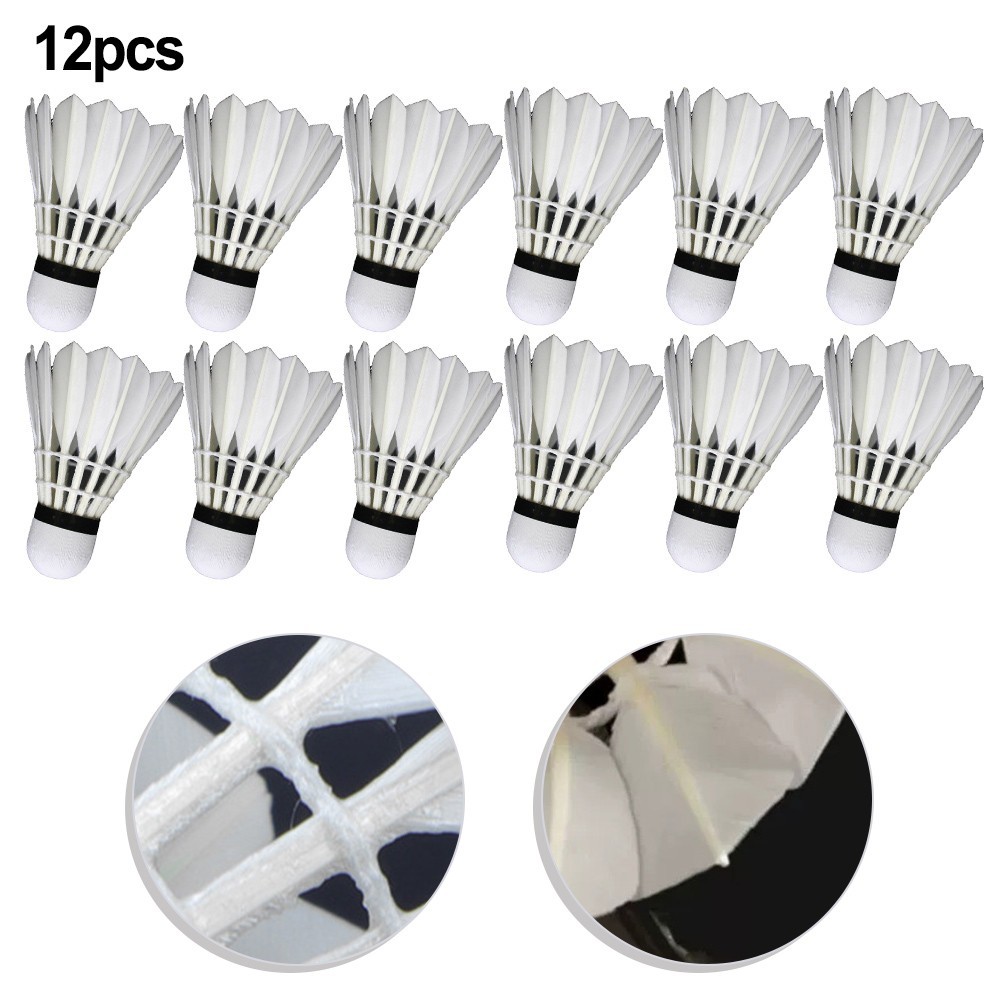 SUFA 12pcs ลูกขนไก่ขนนกแบดมินตันกีฬากลางแจ้งลูกขนไก่ Pro การฝึกอบรม ...