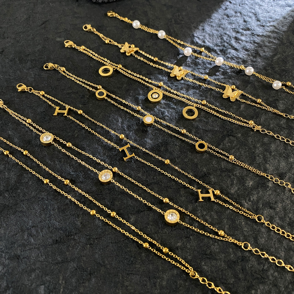 Smug _ lady ไทเทเนียมเหล็กไฟฟ้า 18K Gold High-End Feeling ผีเสื้อคู่ ...