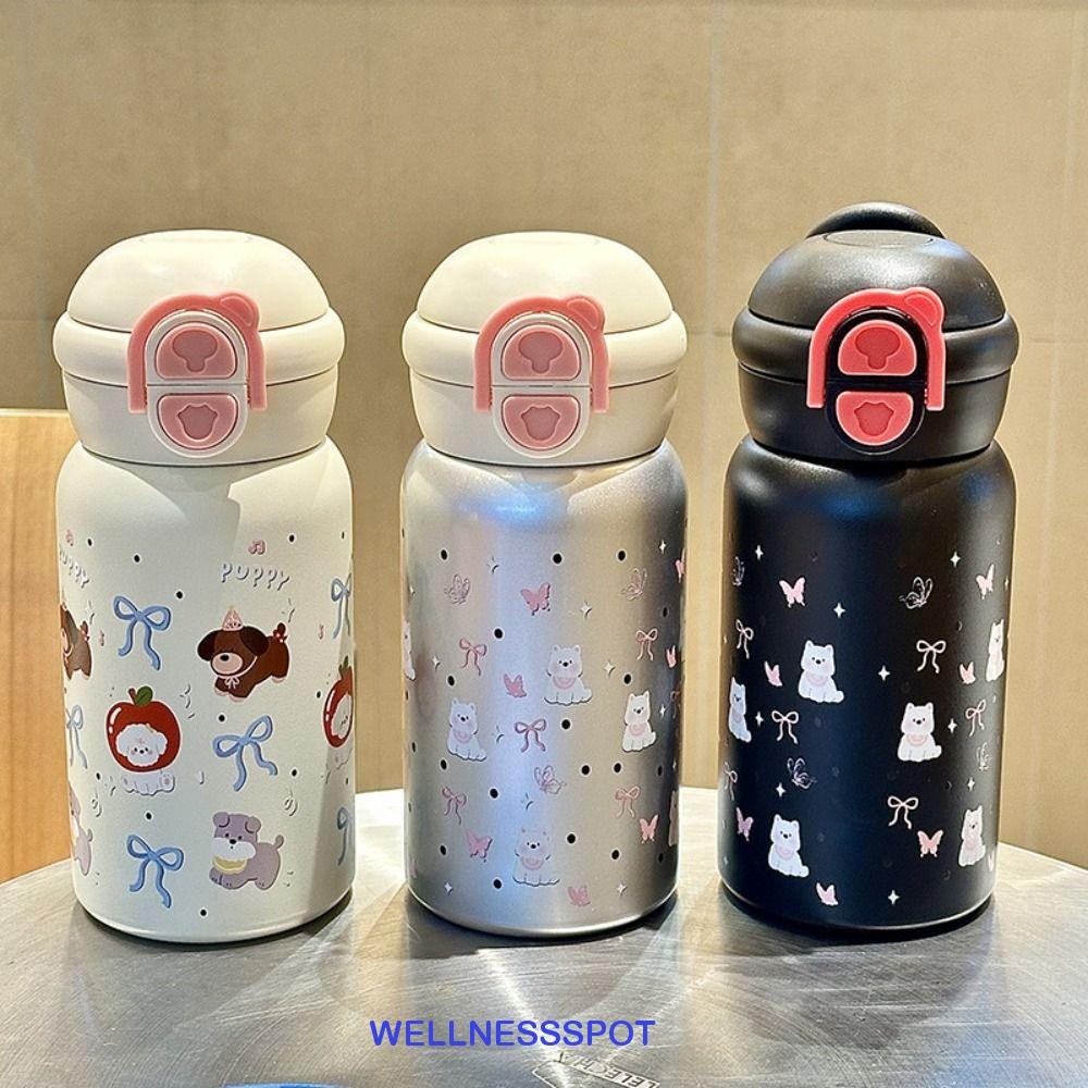 Wellnessspot ถ้วยเก็บความร้อนแมวโบว์, เครื่องดื่มเย็นดีไซน์ฟางร้อนและเย็น, ขวดน้ําเก็บความร้อน ...