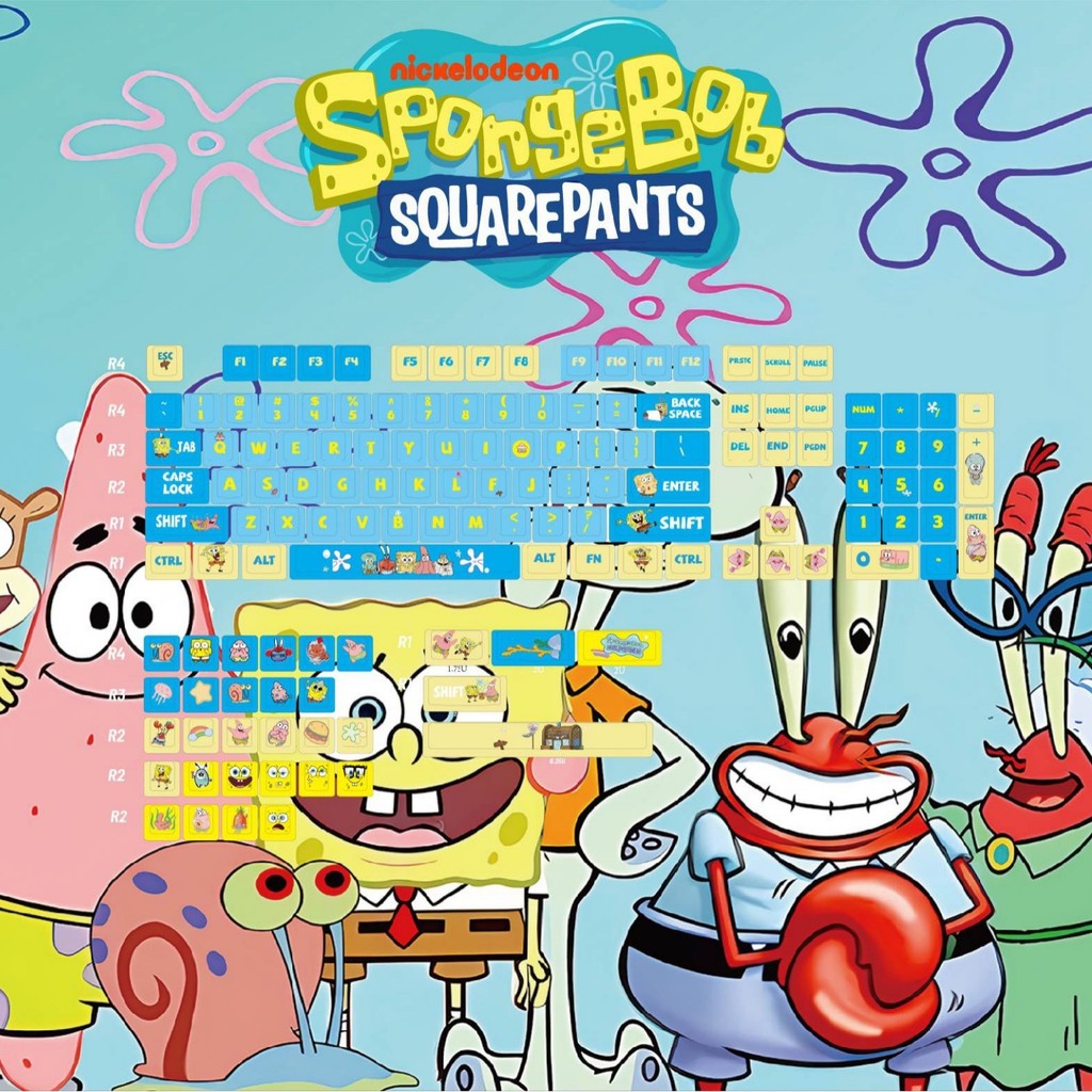 ชุดคีย์แคป PBT แบบ Dye-Sub สำหรับโปรไฟล์ MOA ธีม SpongeBob SquarePants ...